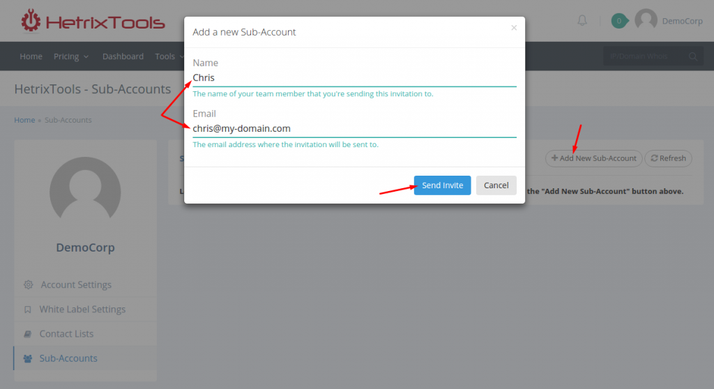 Sub-Accounts – HetrixTools