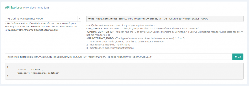 API Uptime Monitor Maintenance Mode – HetrixTools