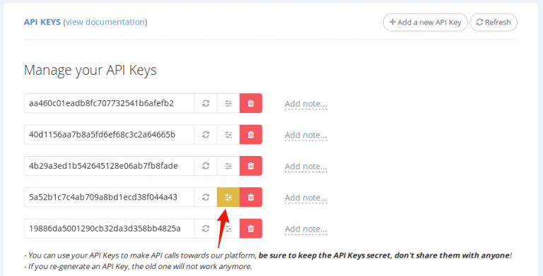 API Keys Access – HetrixTools