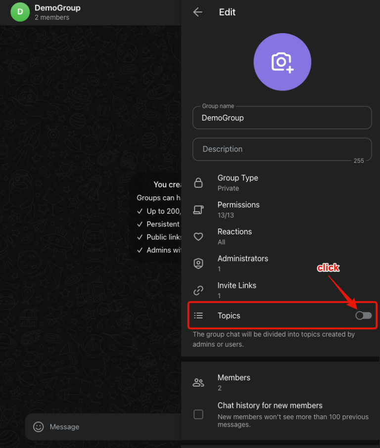 How to enable Telegram Topics – HetrixTools